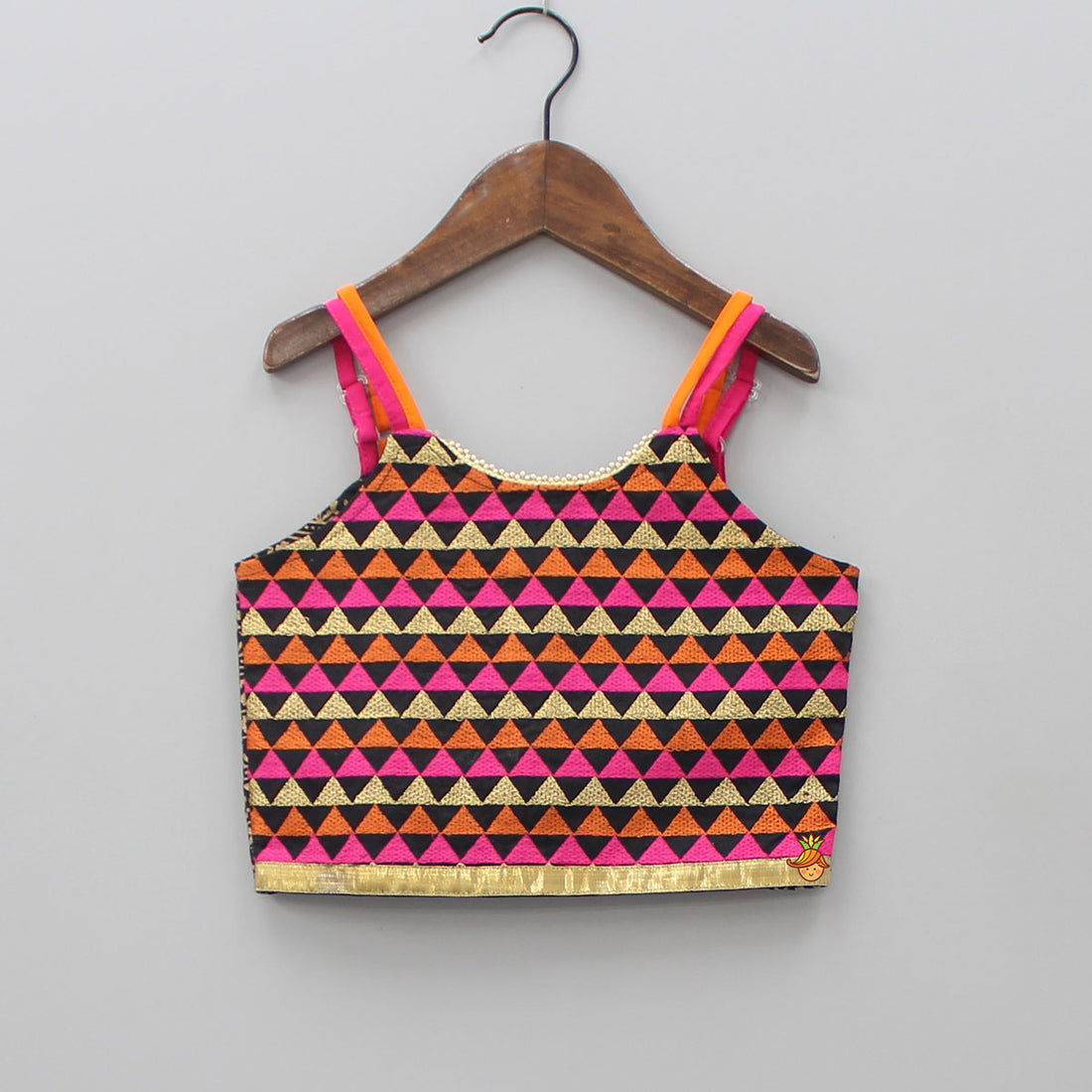 Triangle Design Top And Printed Dhoti
